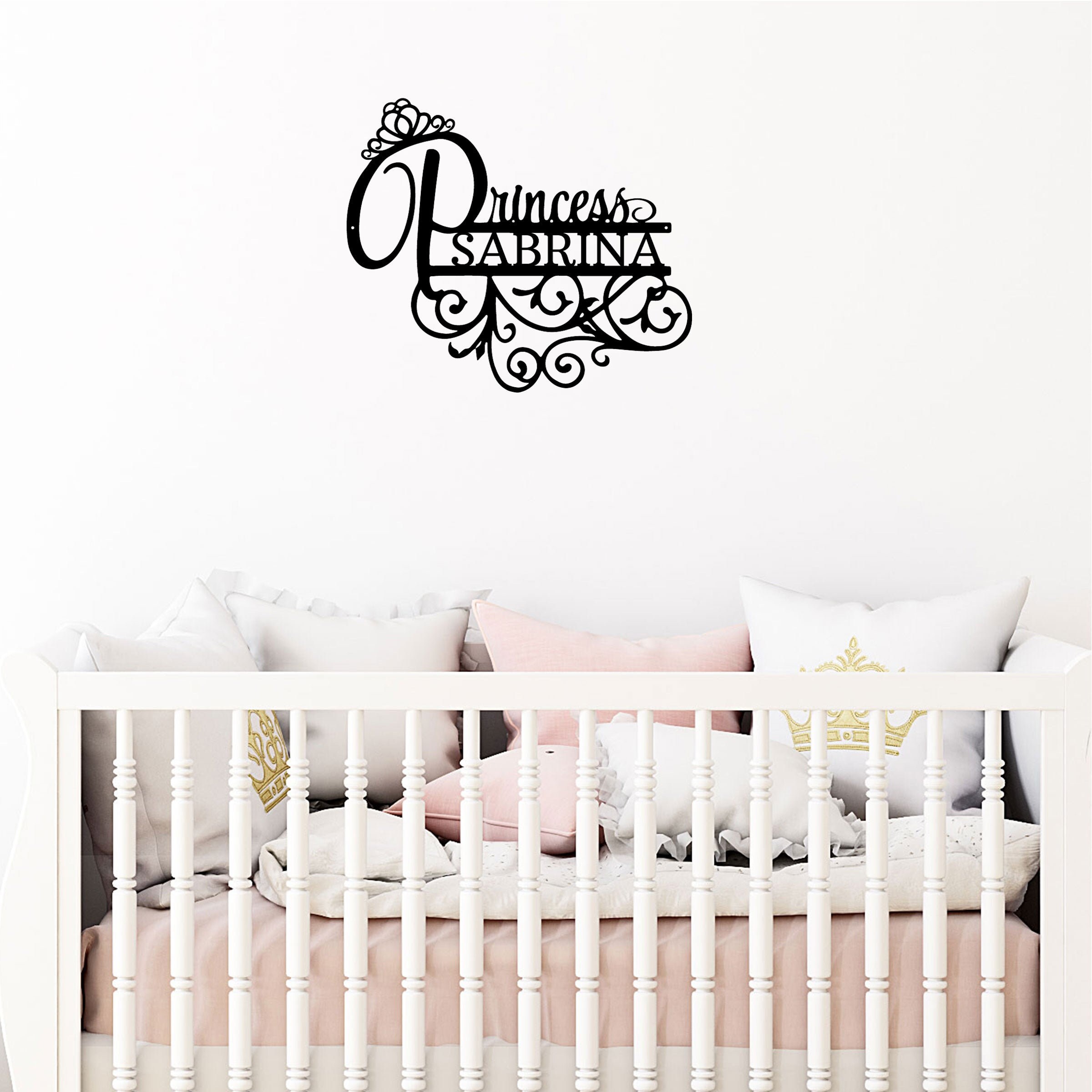 Princess Crown Custom Name Metal Art Wall Sign Girl Bedroom | Etsy