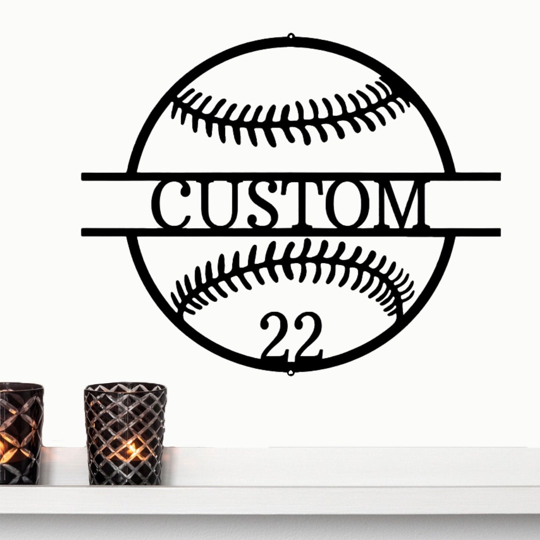 Baseball Custom Name and Number Metal Art Wall Sign Man Cave - Etsy