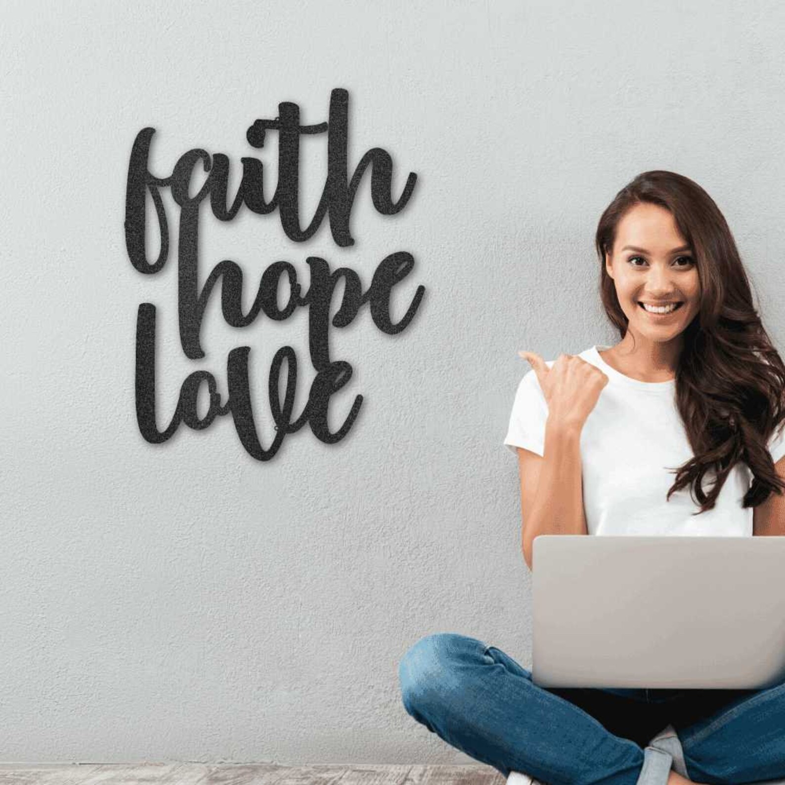 Faith Hope Love Script Indoor Outdoor Steel Wall Sign Wedding - Etsy