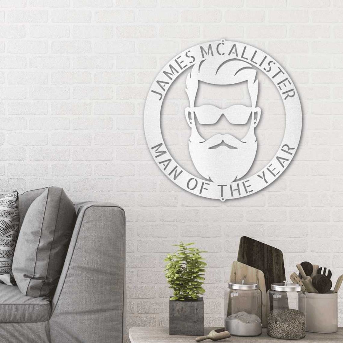 Manly Monogram Personalized Steel Sign Wall Art Birthday | Etsy