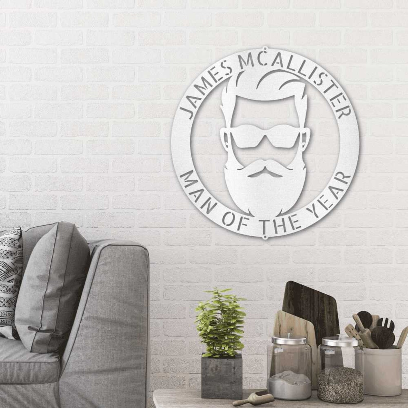 Manly Monogram Personalized Steel Sign Wall Art Birthday | Etsy