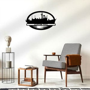 Battleship USS Mccluskey Silhouette Custom Metal Art Wall Sign Military ...