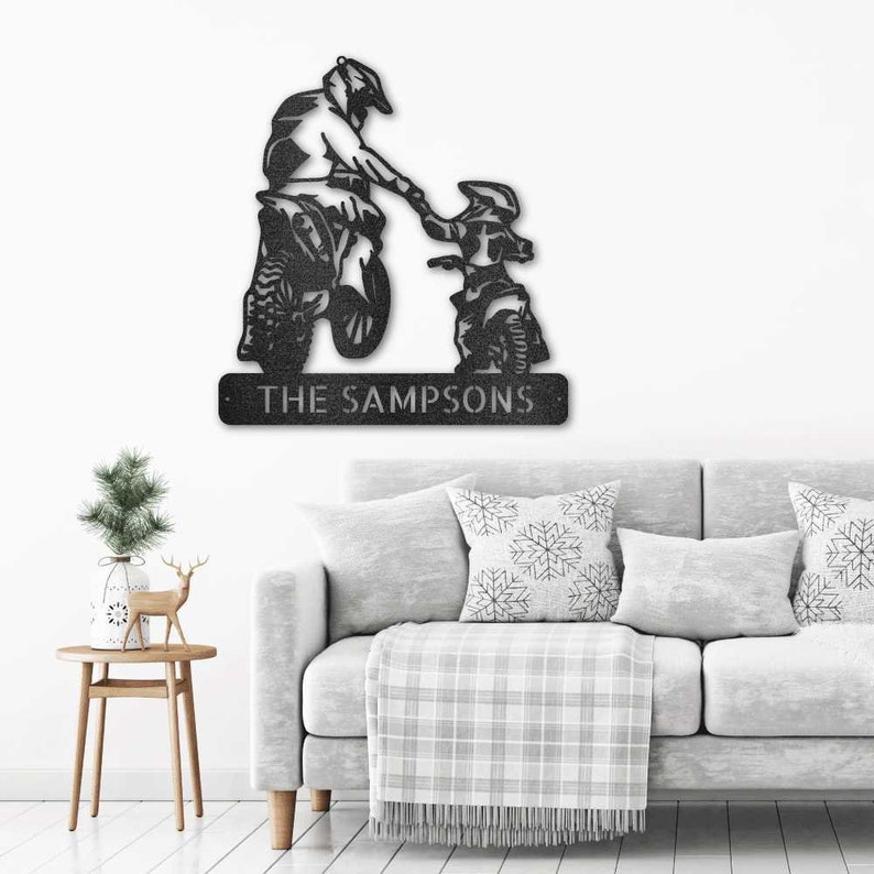 Father and Son Motocross Monogram Personalized Indoor Outdoor - Etsy