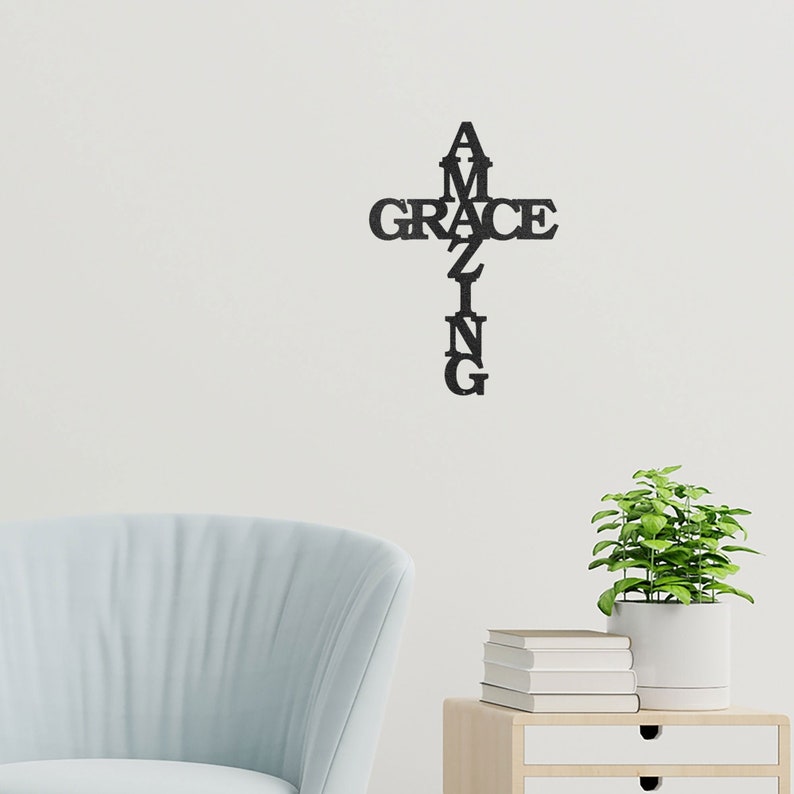 Amazing Grace Cross Metal Art Wall Sign Anniversary Baptism - Etsy