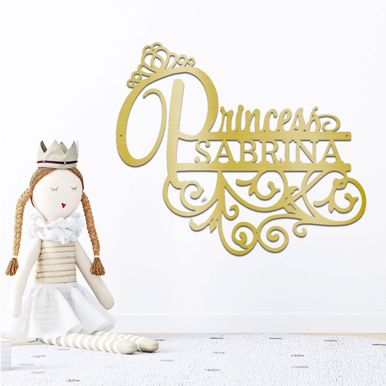 Princess Crown Custom Name Metal Art Wall Sign Girl Bedroom - Etsy