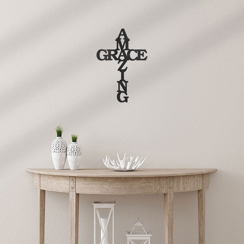 Amazing Grace Cross Metal Art Wall Sign Anniversary Baptism - Etsy
