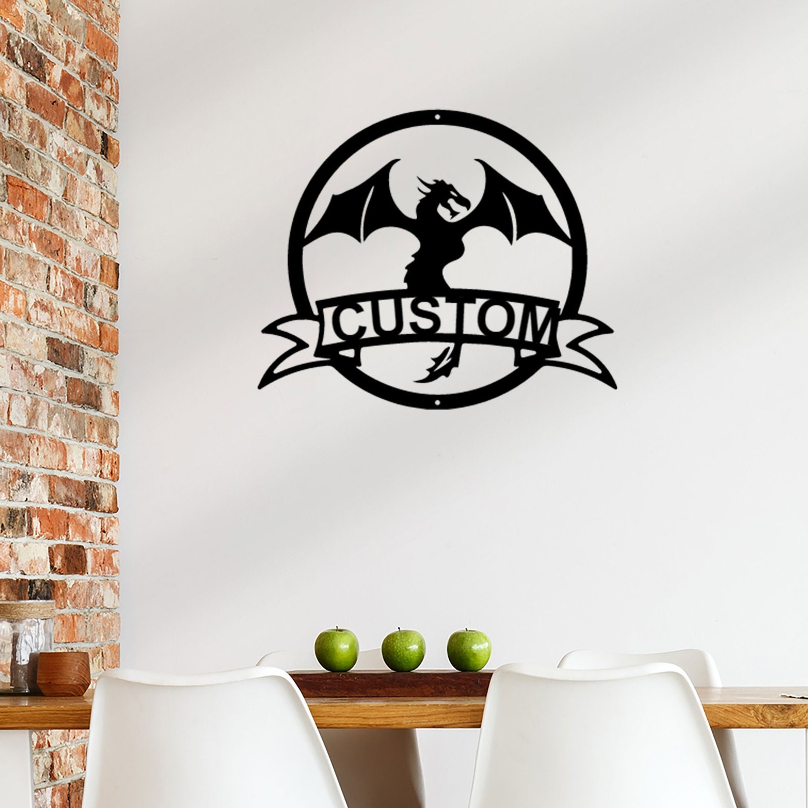 Dragon Banner Monogram Personalized Indoor Outdoor Steel Wall - Etsy