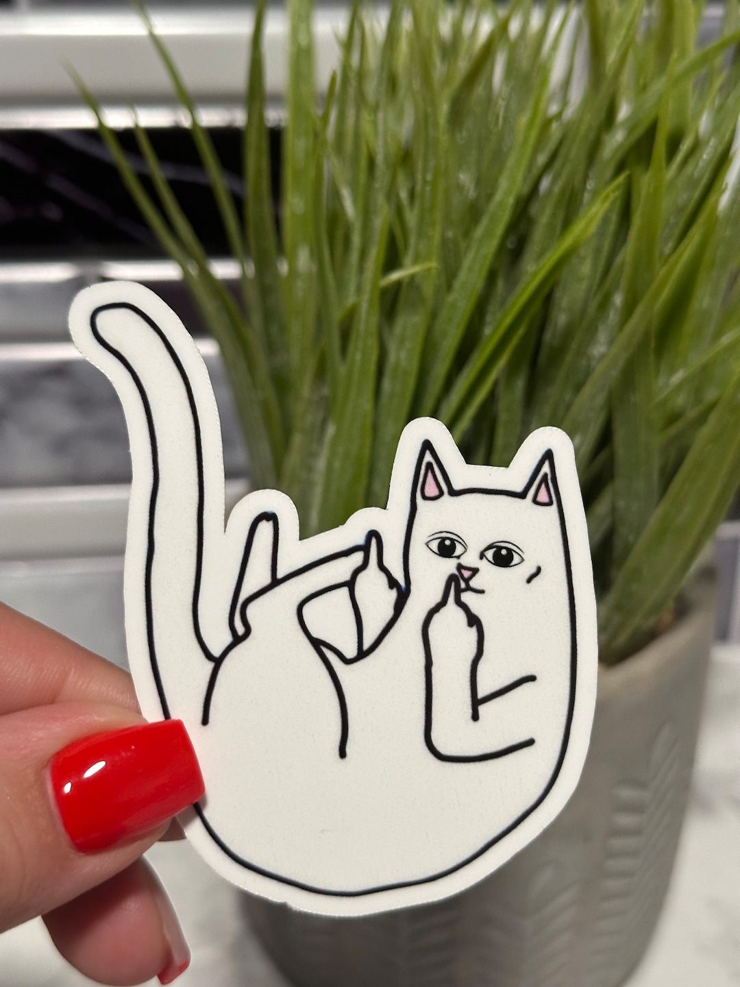 Funny Cat Middle Finger Sticker /for Cat Lovers/ Funny Cat Humor ...