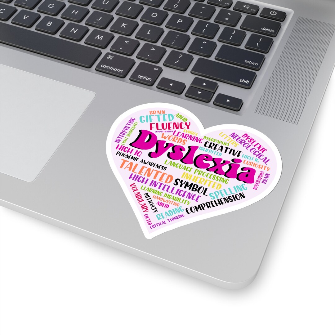 Dyslexia Heart Word Cloud- Die Cut Sticker, Dyslexia Sticker, Dyslexia ...