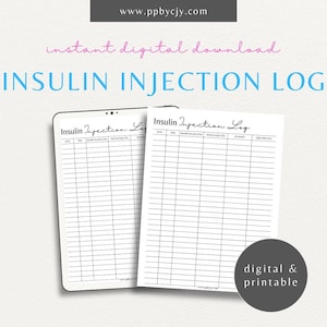 Insulin Injection Log | Diabetes Medication Dosage Tracker | Diabetic ...