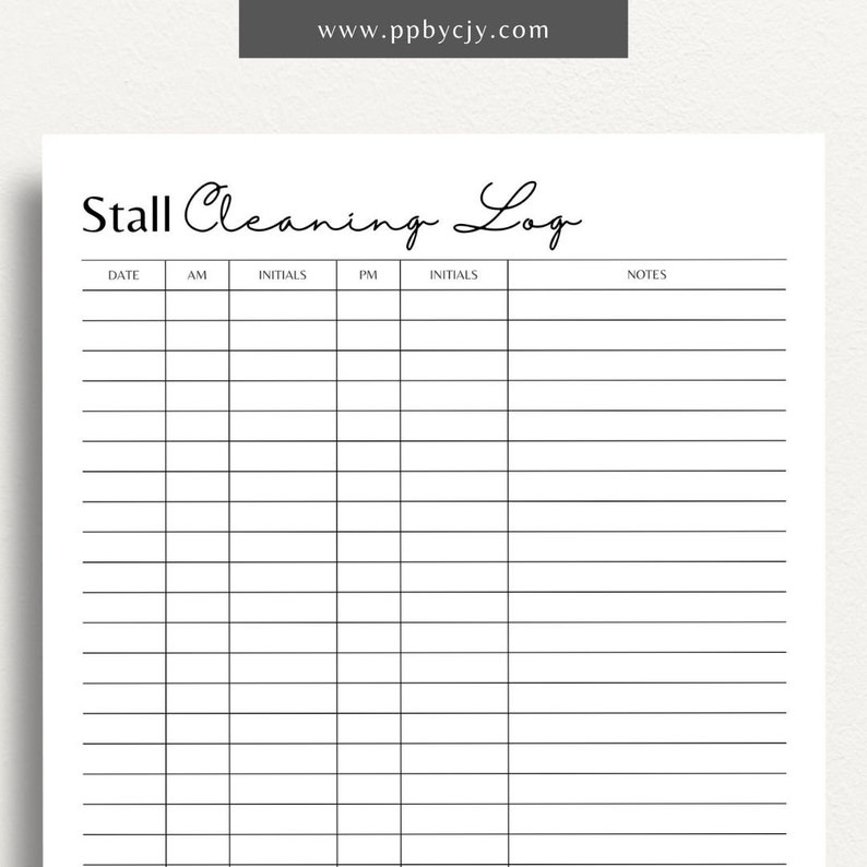 Barn Stall Cleaning Checklist Printable | Equestrian Horse Stable Chore ...