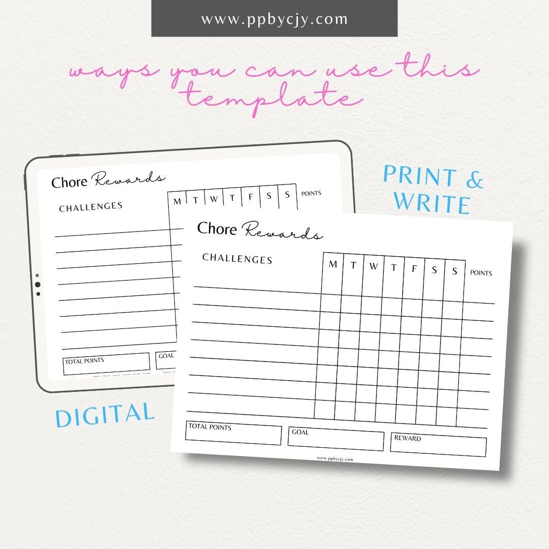 Chore Reward Chart System | Kids Daily Chore Completion Tracker ...