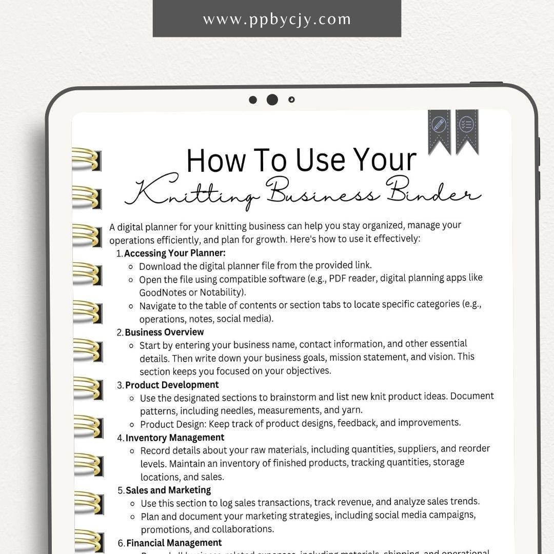 Knitting Business Planner Printable Template Instant Digital Download ...