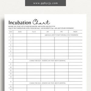 Incubation Chart Printable Template | Egg Hatching Tracker | Digital ...