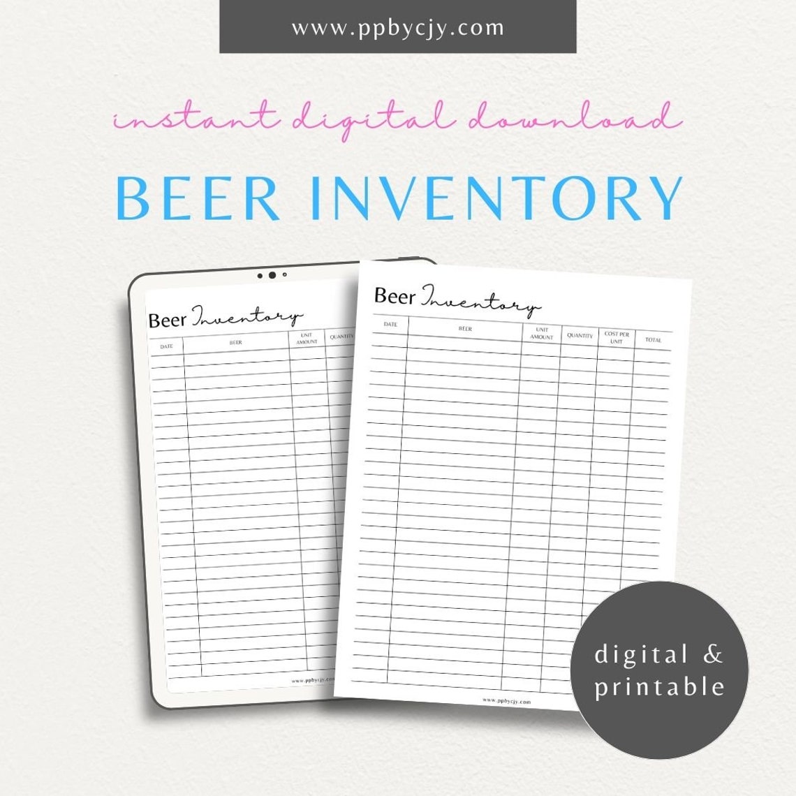 Beer Supply Inventory Tracker | Homebrewing Supplies Checklist | Craft ...