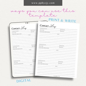 Contact Log Printable | Client Communication Tracker | Business ...