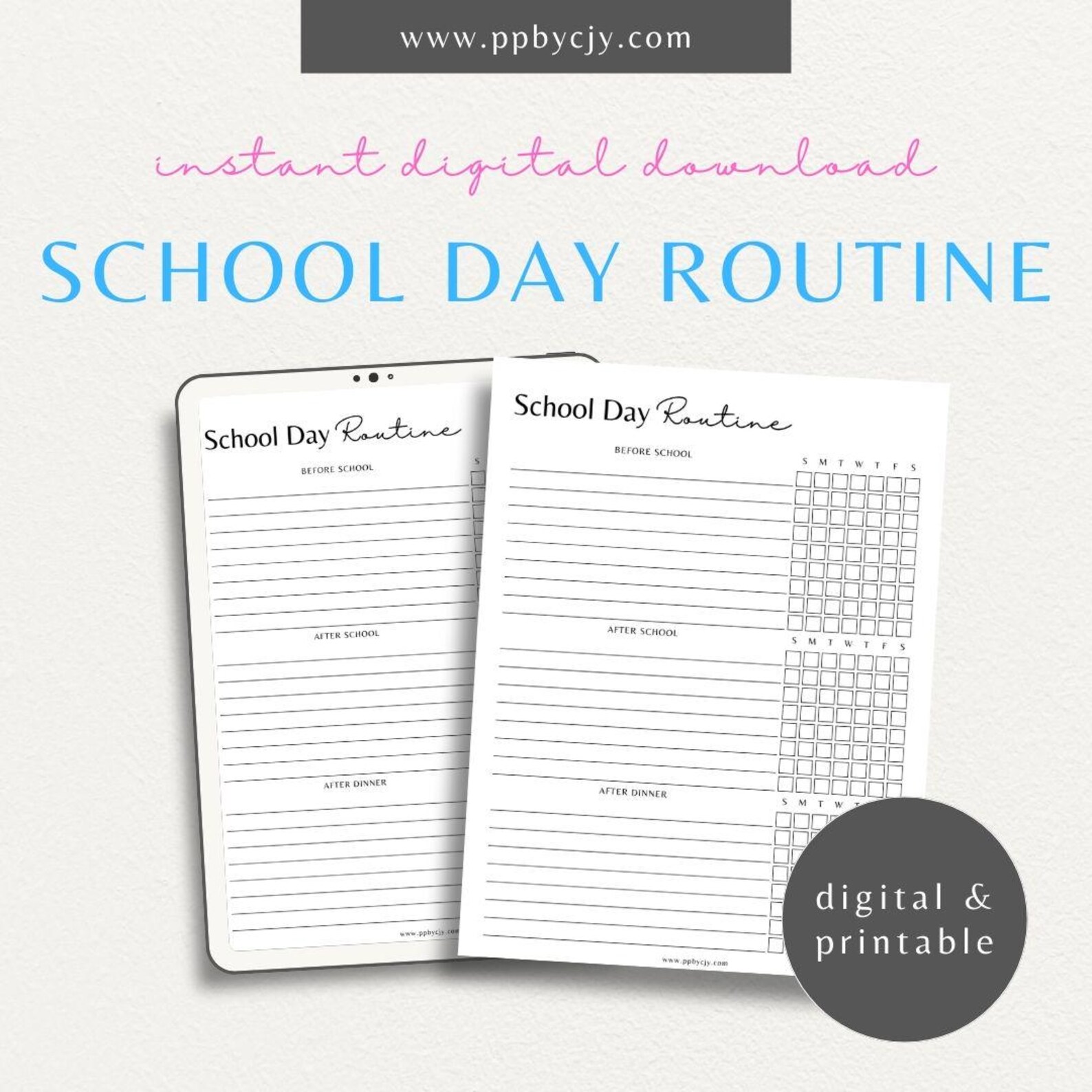 School Day Routine Tracker Printable Template | Digital Download ...