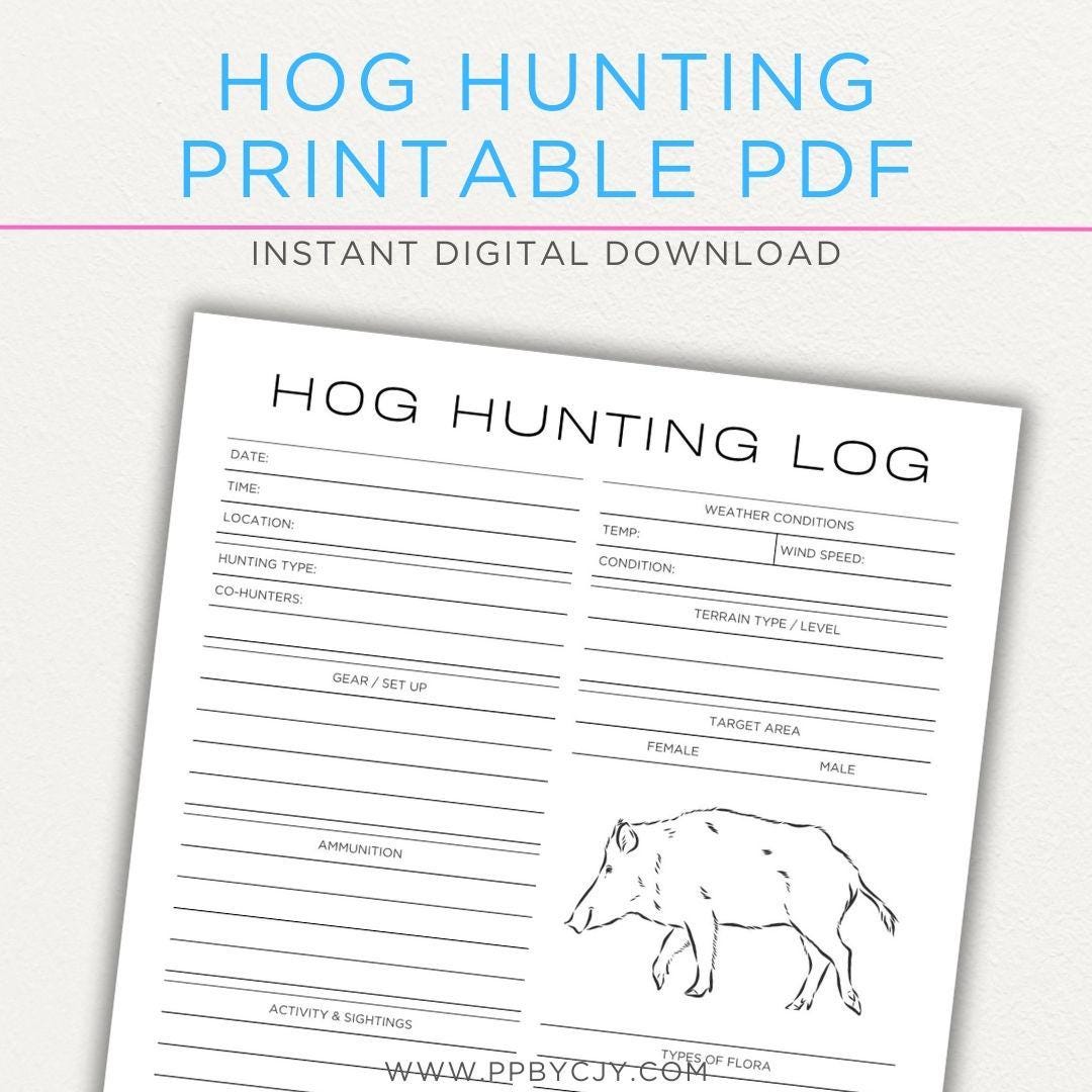 Hog Hunting Log | Wild Boar Hunting Tracker | Shot Record & Harvest ...