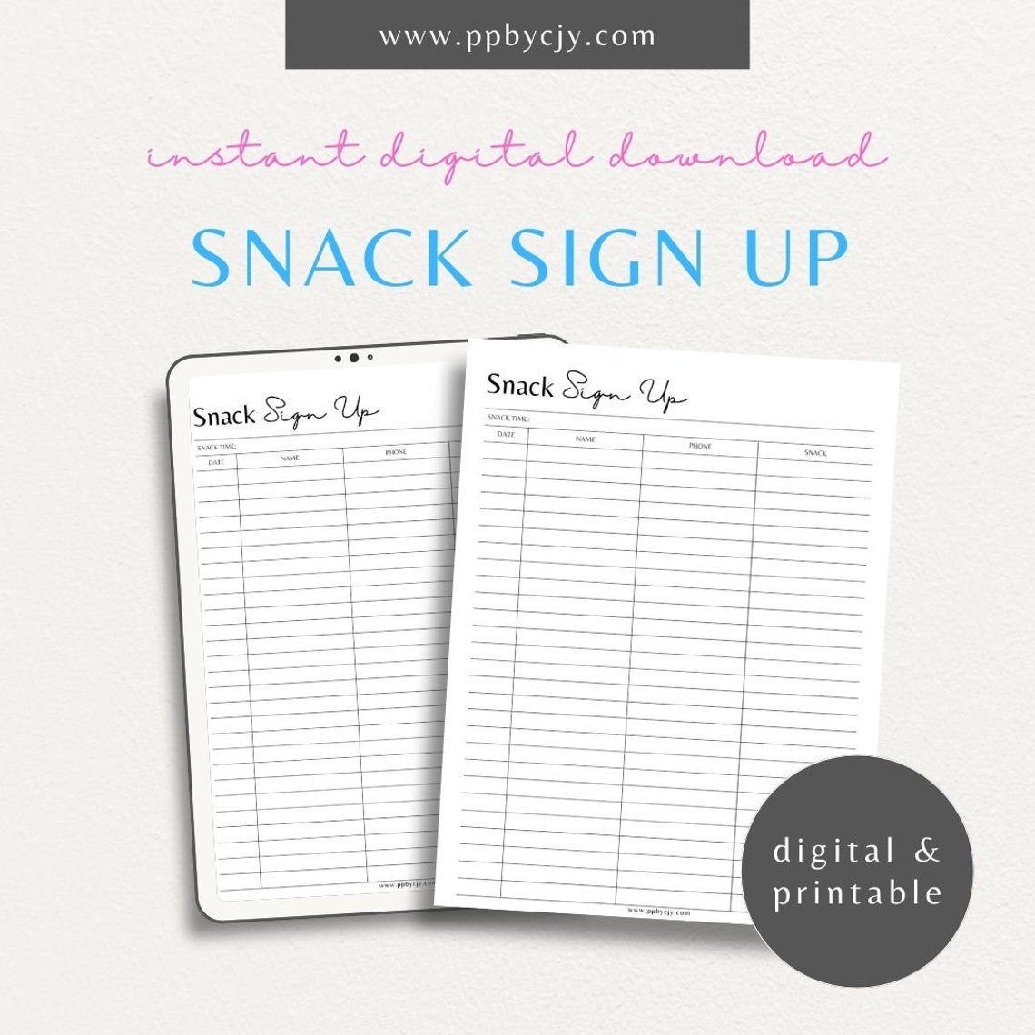 Snack Volunteer Sign up Sheet | PTA Classroom Party Sign up Template ...