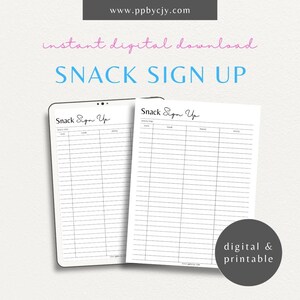 Snack Volunteer Sign up Sheet | PTA Classroom Party Sign up Template ...
