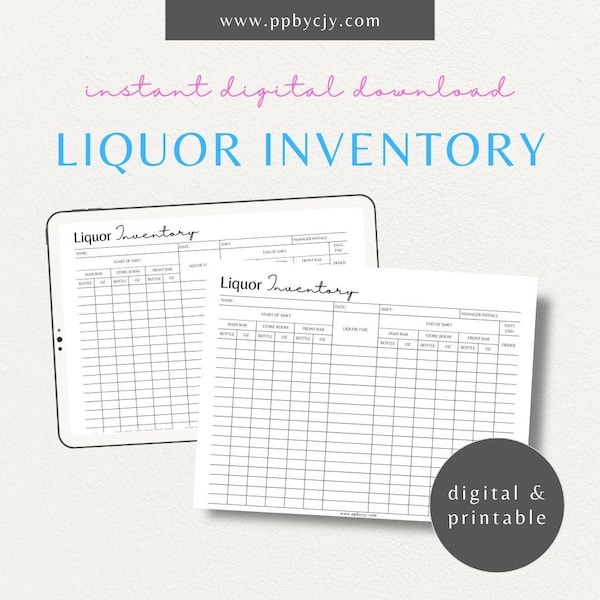 Printable Bar Inventory Sheet - Etsy