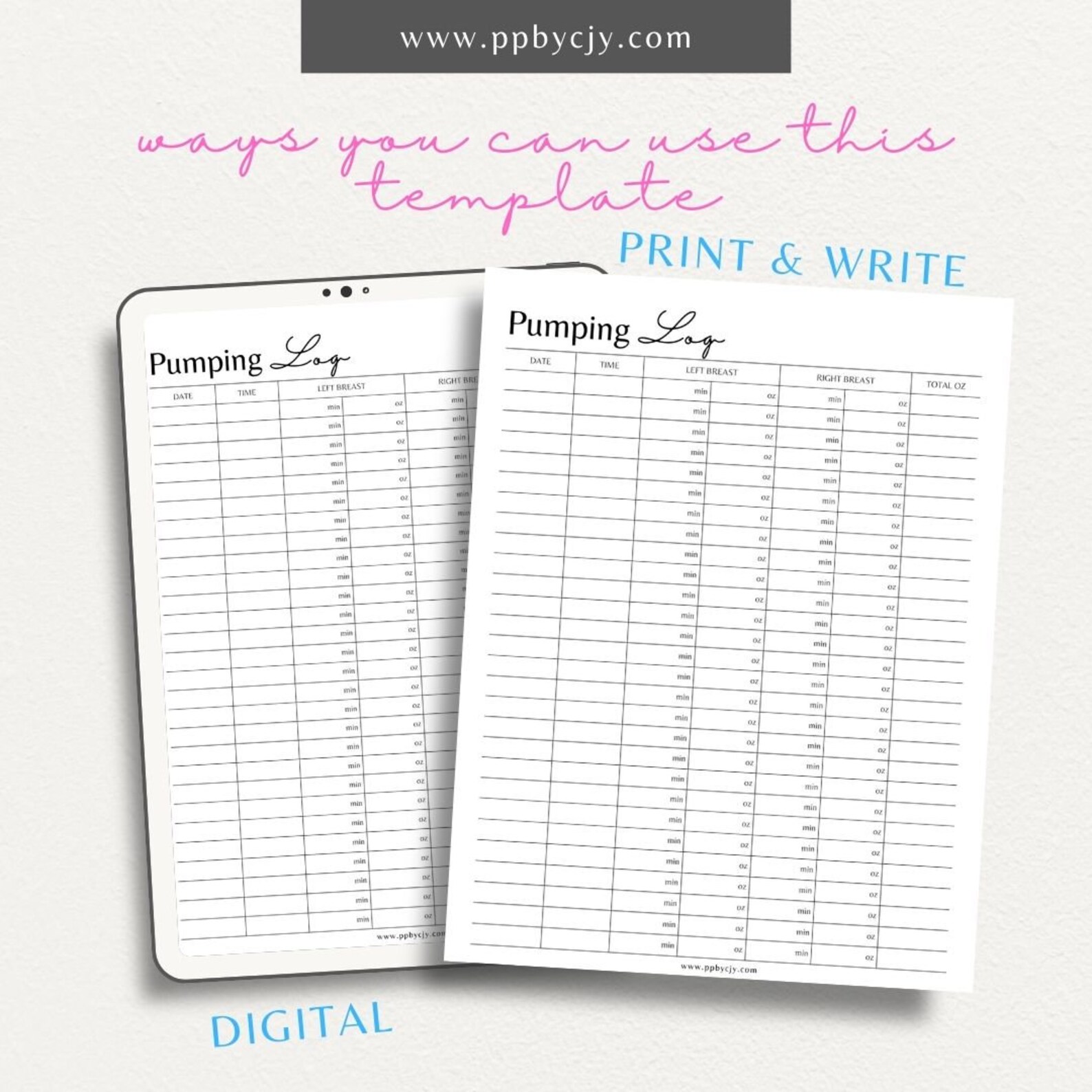 Breastfeeding Pumping Log | Milk Production Breast Pump Session Tracker ...