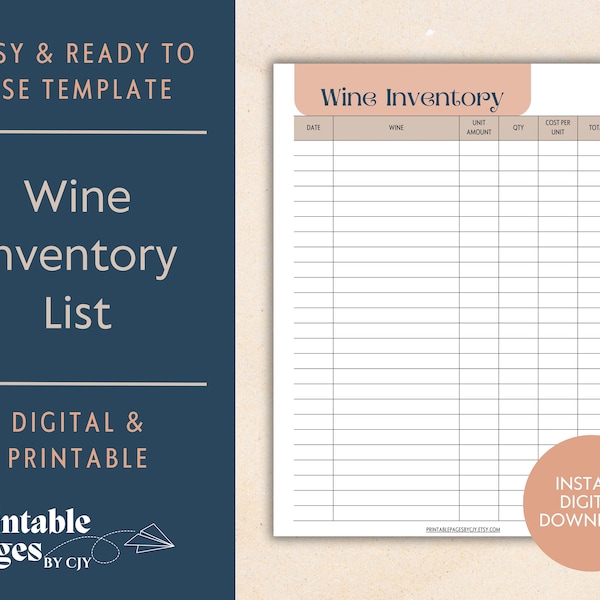 Liquor Inventory Sheet - Etsy