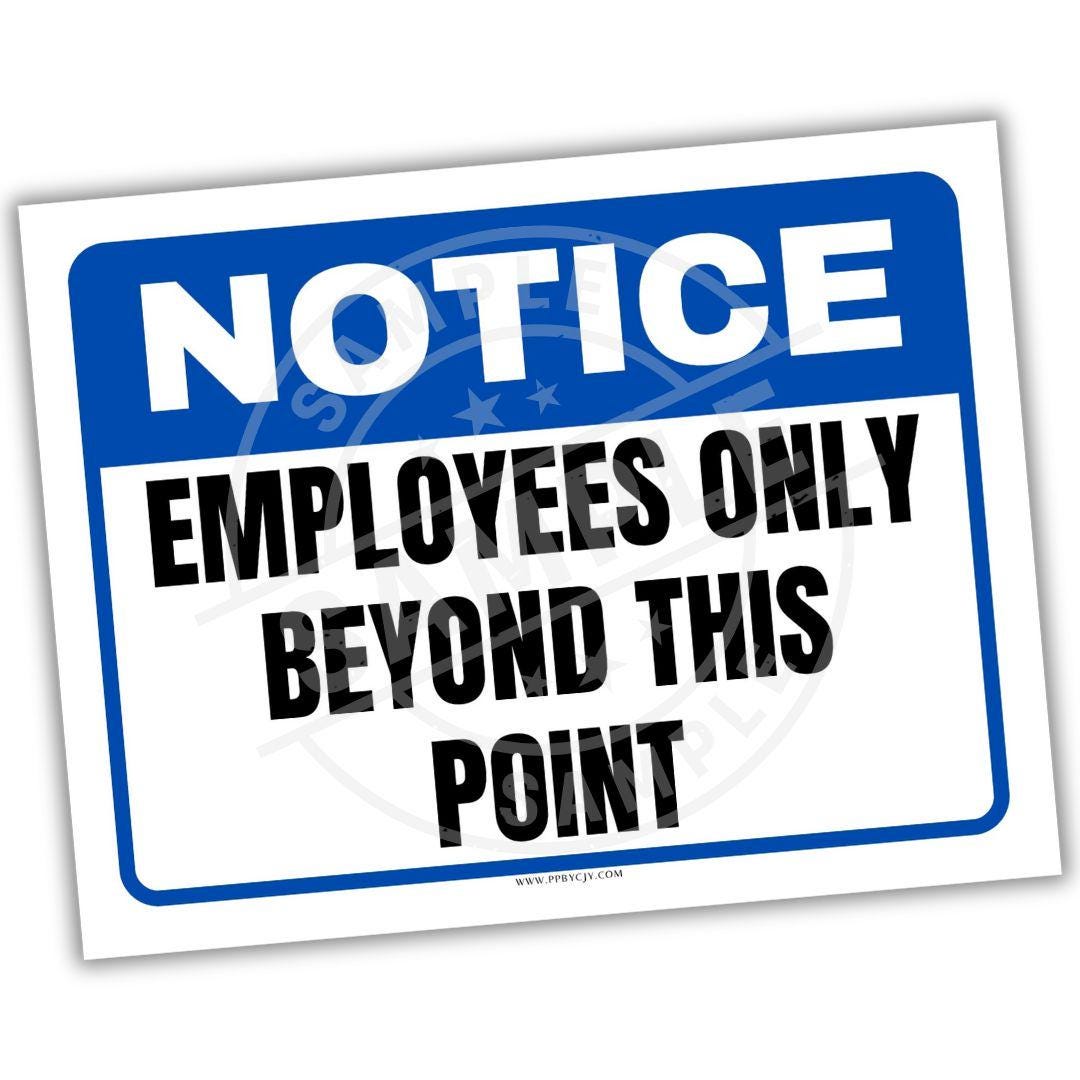 Notice Employees Only Beyond This Point Printable Sign PDF | Staff Only ...