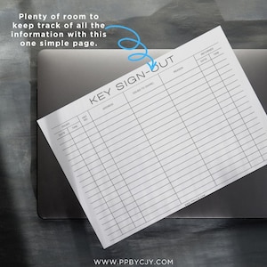 Key Sign-out Tracking Sheet | Printable Key Log | Office, Property ...