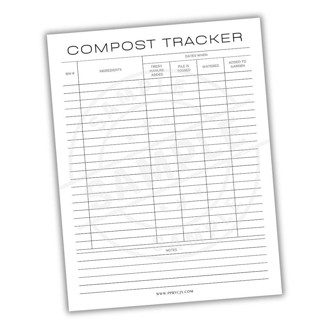 Compost Bin Tracker Printable PDF | Garden and Eco-friendly Compost Log ...