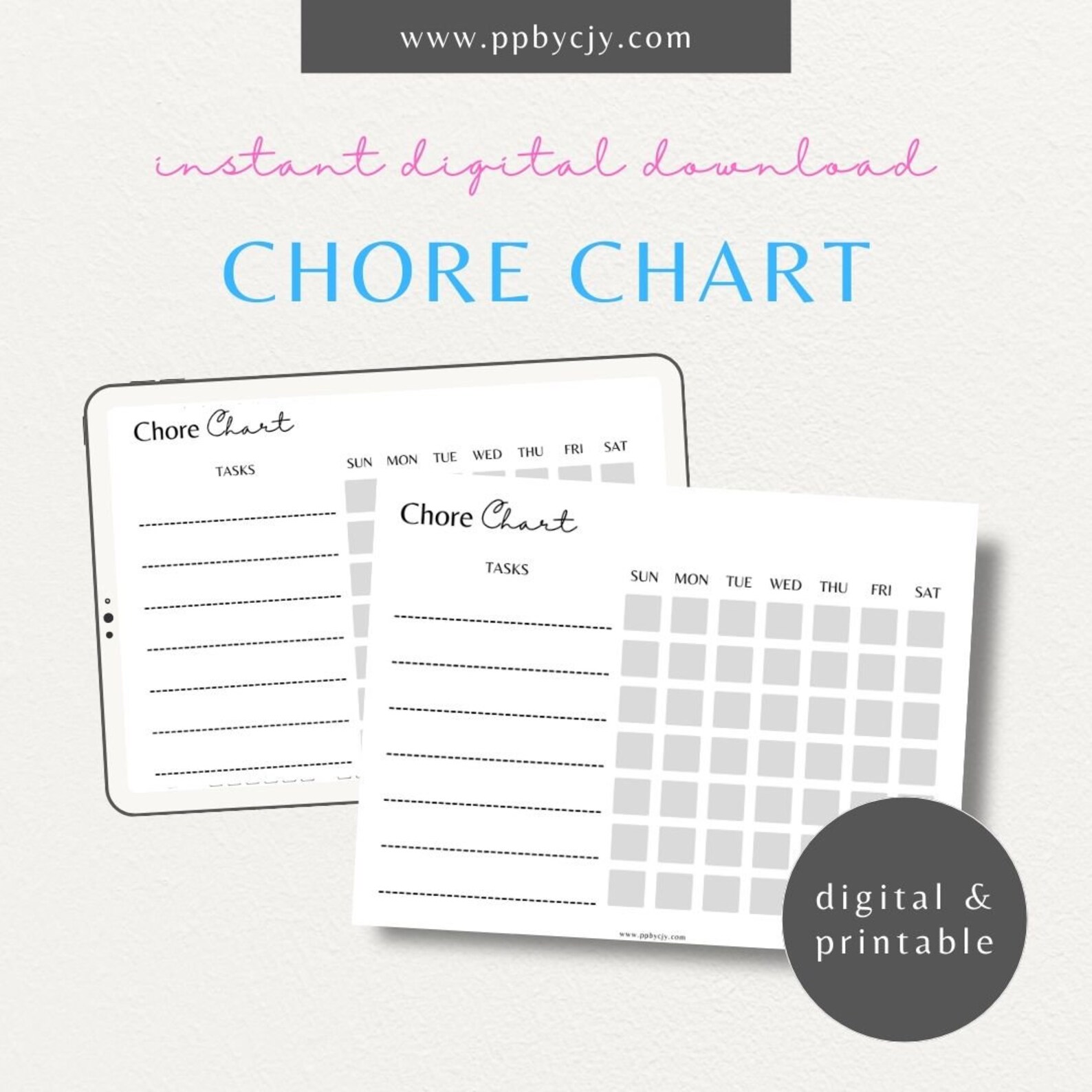 Daily Chore Chart | Household Cleaning Planner | Family Weekly Task ...
