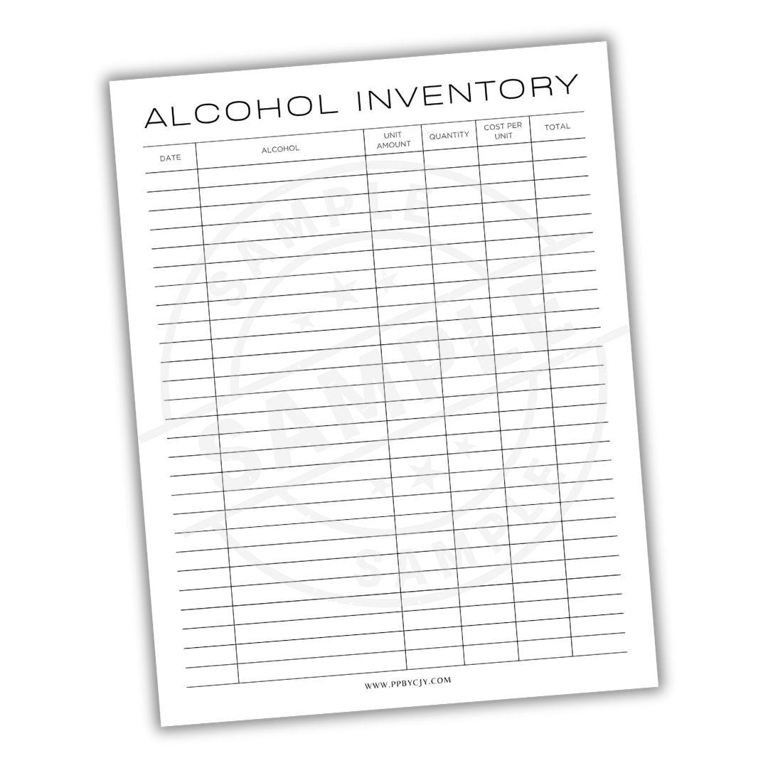 Alcohol Bar Inventory Tracker | Liquor Cabinet Supply Stock Manager ...