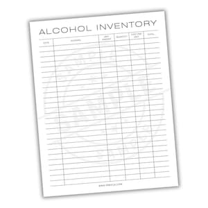 Alcohol Bar Inventory Tracker | Liquor Cabinet Supply Stock Manager ...