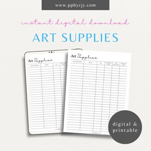 Art Material Supply Inventory Tracker | Artist Creative Supplies Usage ...