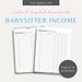 Babysitter Income Log | Childcare Earnings Tracker | Nanny Fee Payment ...