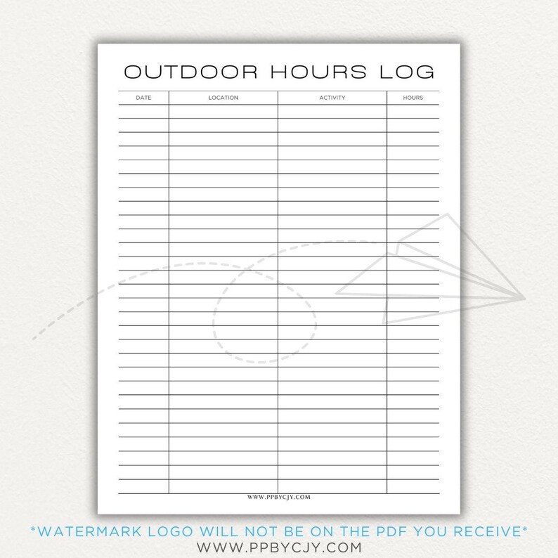 Outdoor Hours Tracker Printable | Nature & Activity Log | 1000 Hours ...