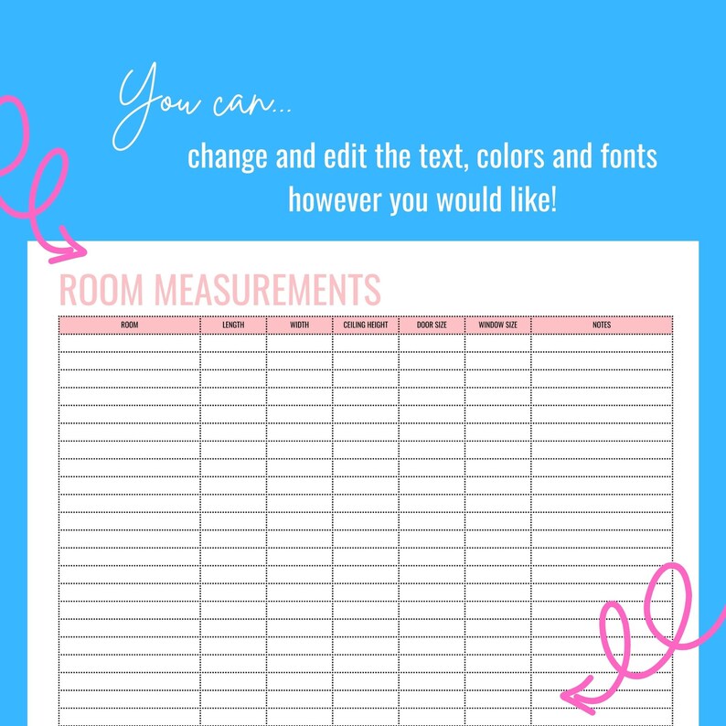 Room Measurements List New Home Checklist Moving Printable - Etsy