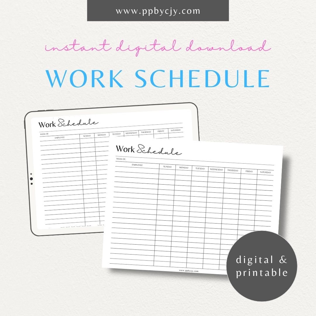 Weekly Employee Work Schedule | Staff Shift Hours Scheduling Planner ...