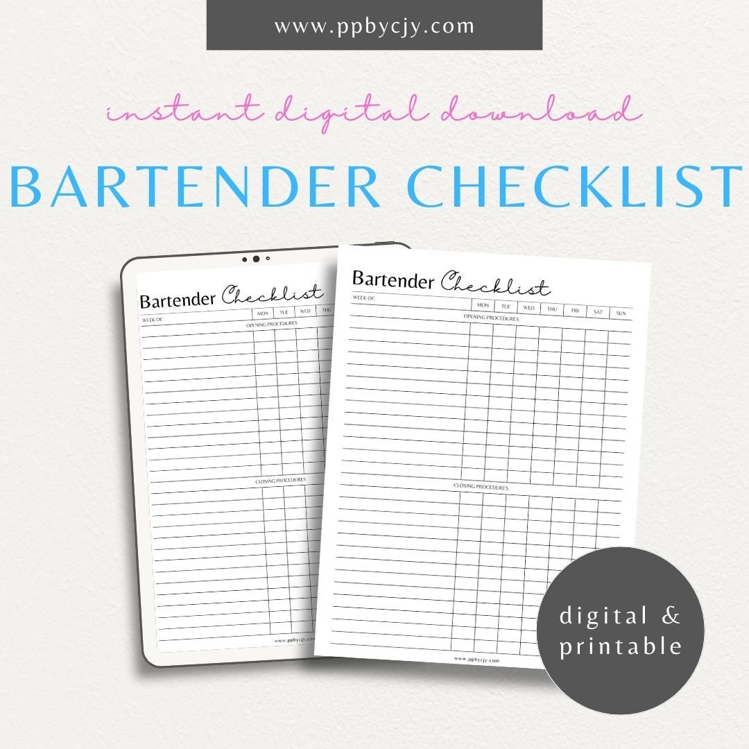 Bartender Duties Checklist | Bartending Daily Routine Station Setup ...
