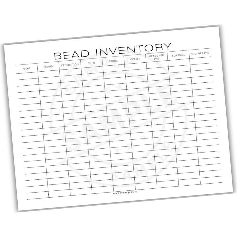 Bead Inventory Printable Template | Craft Supply Tracker | Instant ...