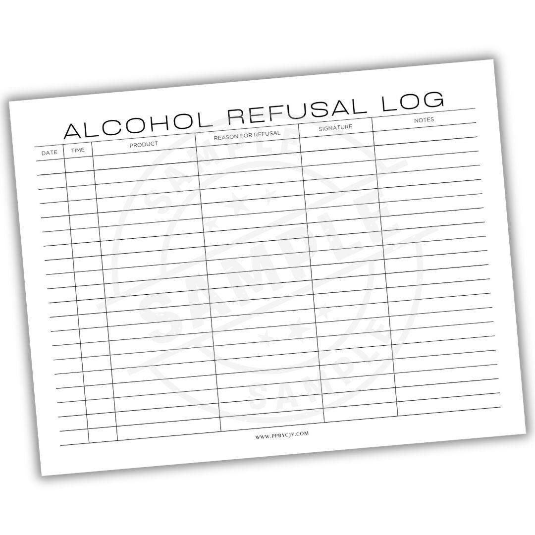 Alcohol Refusal Tracker | Restaurant & Bar Log | Employee Training ...
