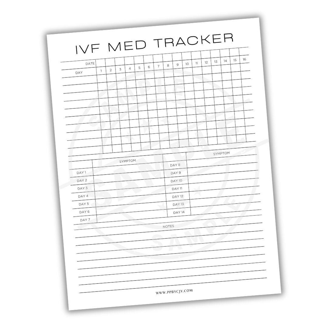 IVF Medication Tracker Printable PDF | Fertility Treatment Log ...