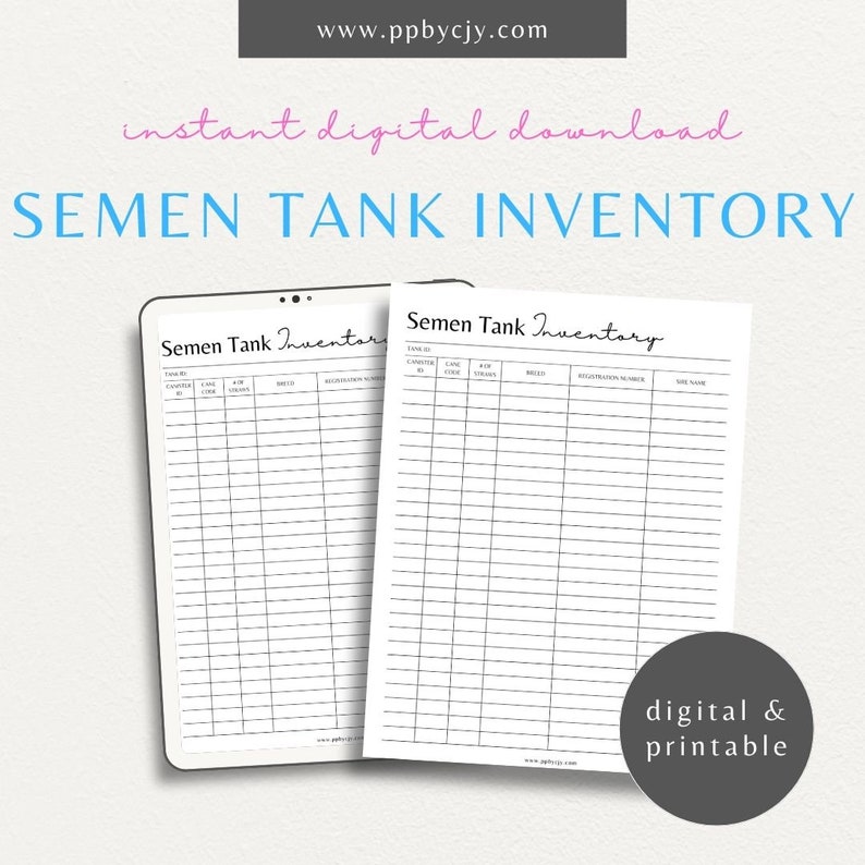 Livestock Semen Tank Inventory Management Log | Ranch Breeding Stock ...
