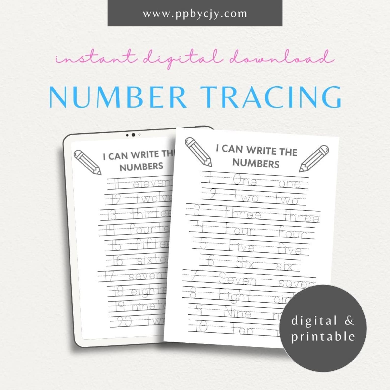 Number Tracing Handwriting Practice Sheet Preschool Learning Numbers ...