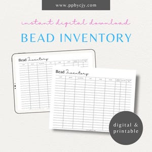 Bead Inventory Printable Template | Craft Supply Tracker | Instant ...
