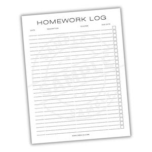 Homework Assignment Log | Student Schoolwork Planner | Daily Homework ...