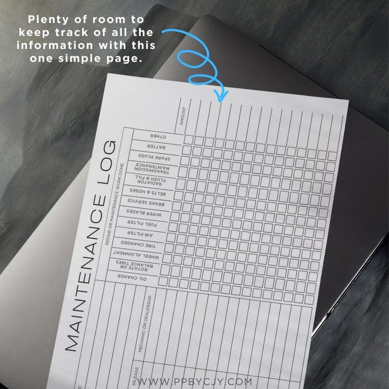 Automotive Maintenance Log Printable | Car Maintenance Tracker ...