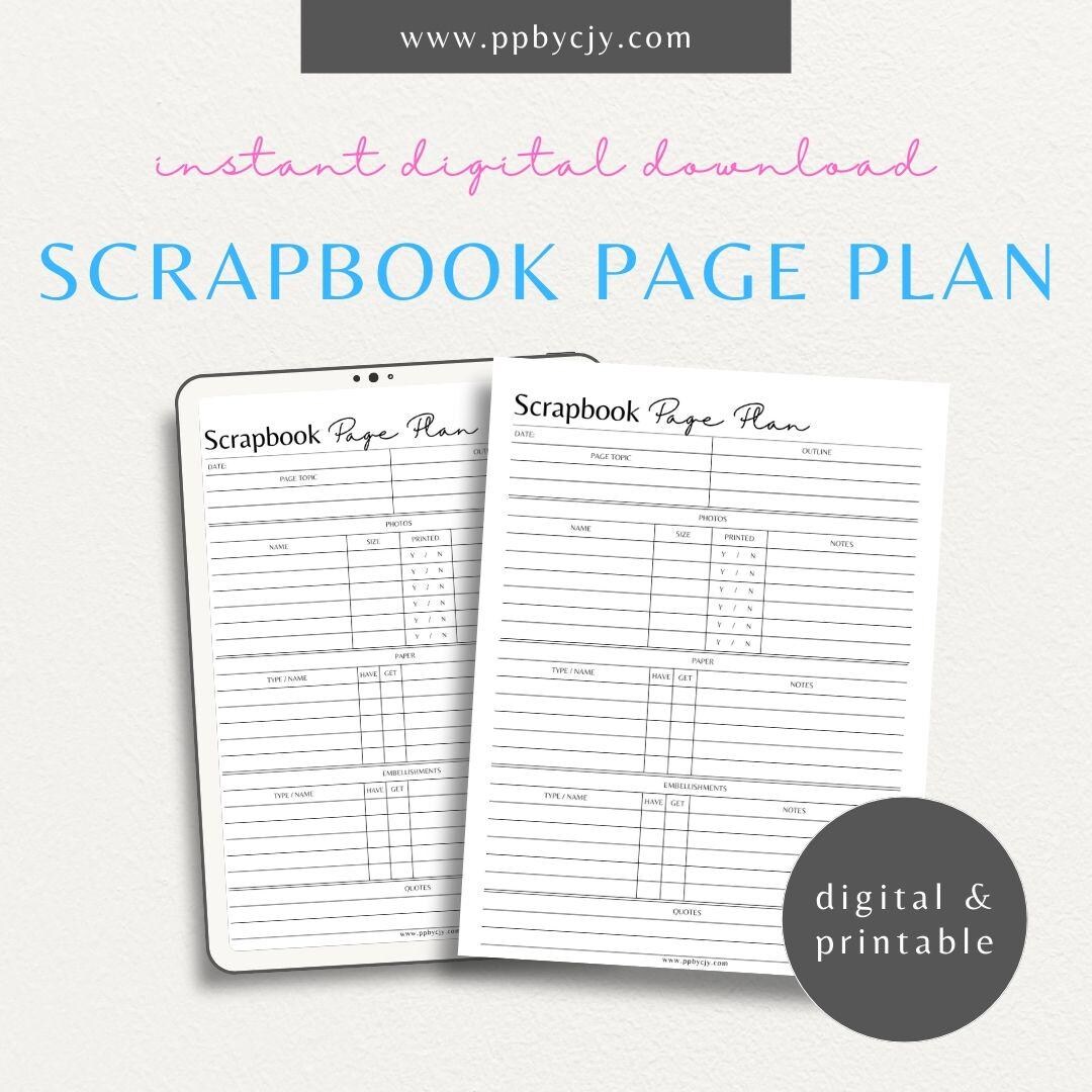 Scrapbook Page Plan Printable Template Digital Download Scrapbooking ...