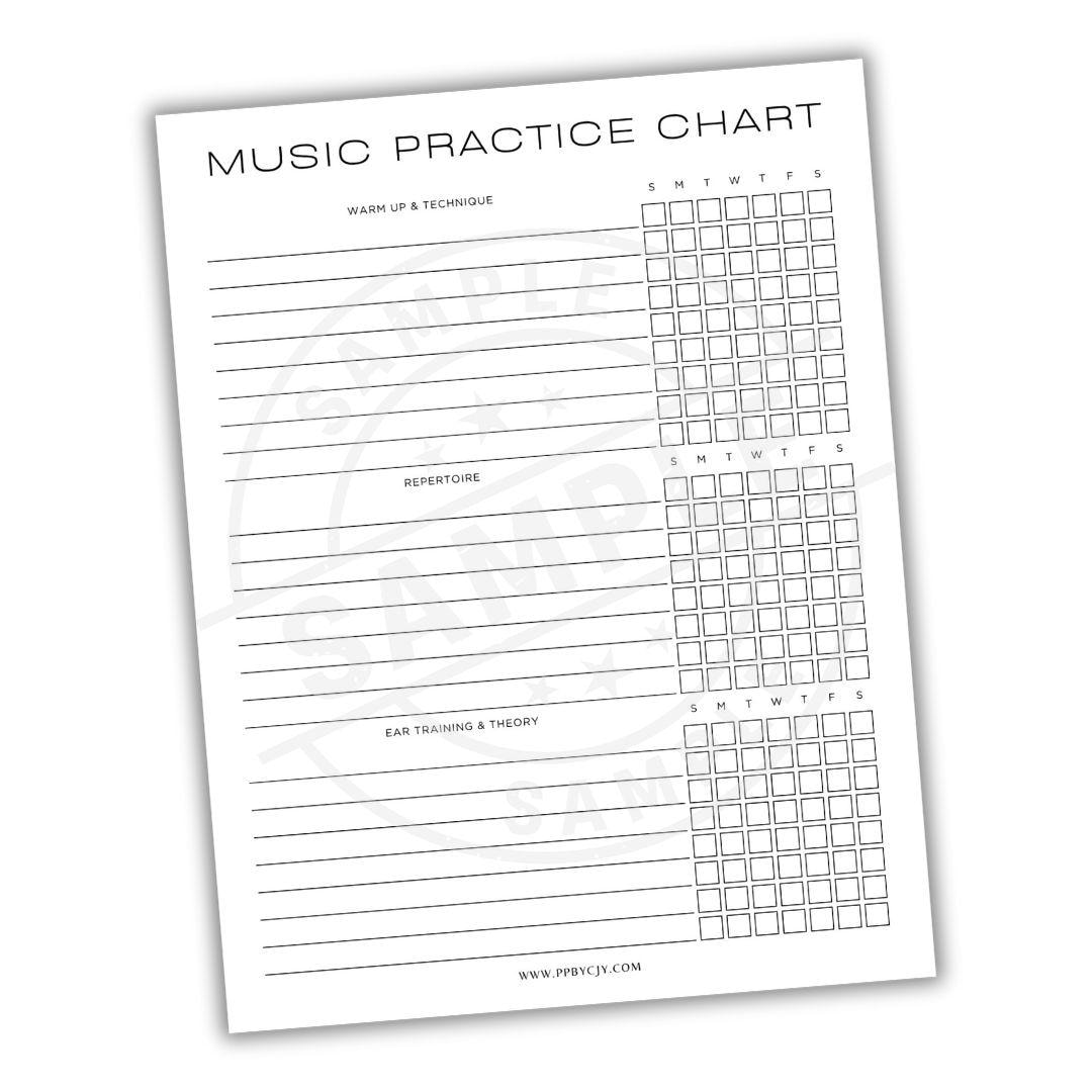 Music Weekly Practice Chart | Musical Instrument Lesson Tracker ...