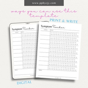 Health Symptom Tracker | Medical Symptom Monitoring Planner | Printable ...
